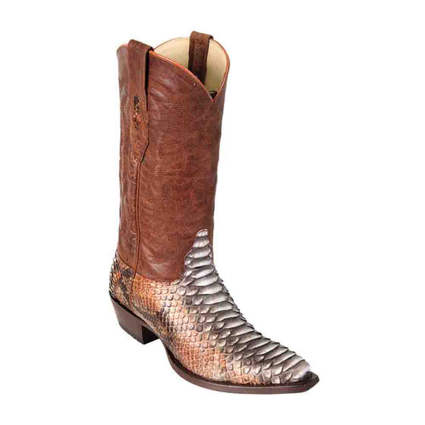 6 Los Altos Men's Cognac Genuine Python Snakeskin Snip Toe Boots