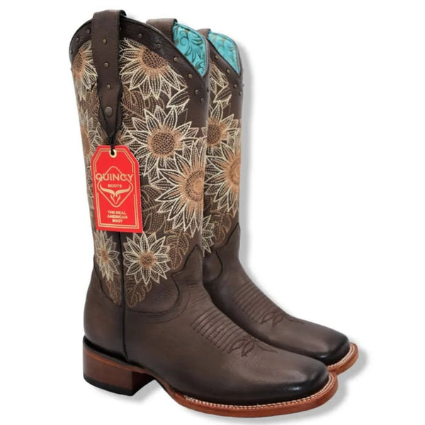10 Botas Altas de Cuero con Flores para Mujer en Horma Rodeo