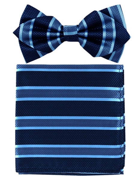 One Navy Stripe Bow Tie Set