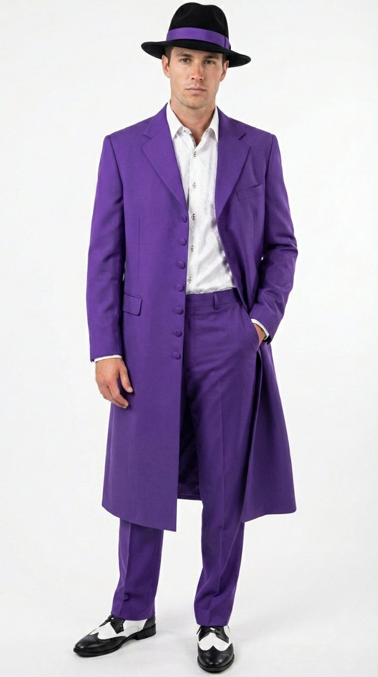 34 Pimp Halloween Joker Costume Purple Zoot Suit for Men