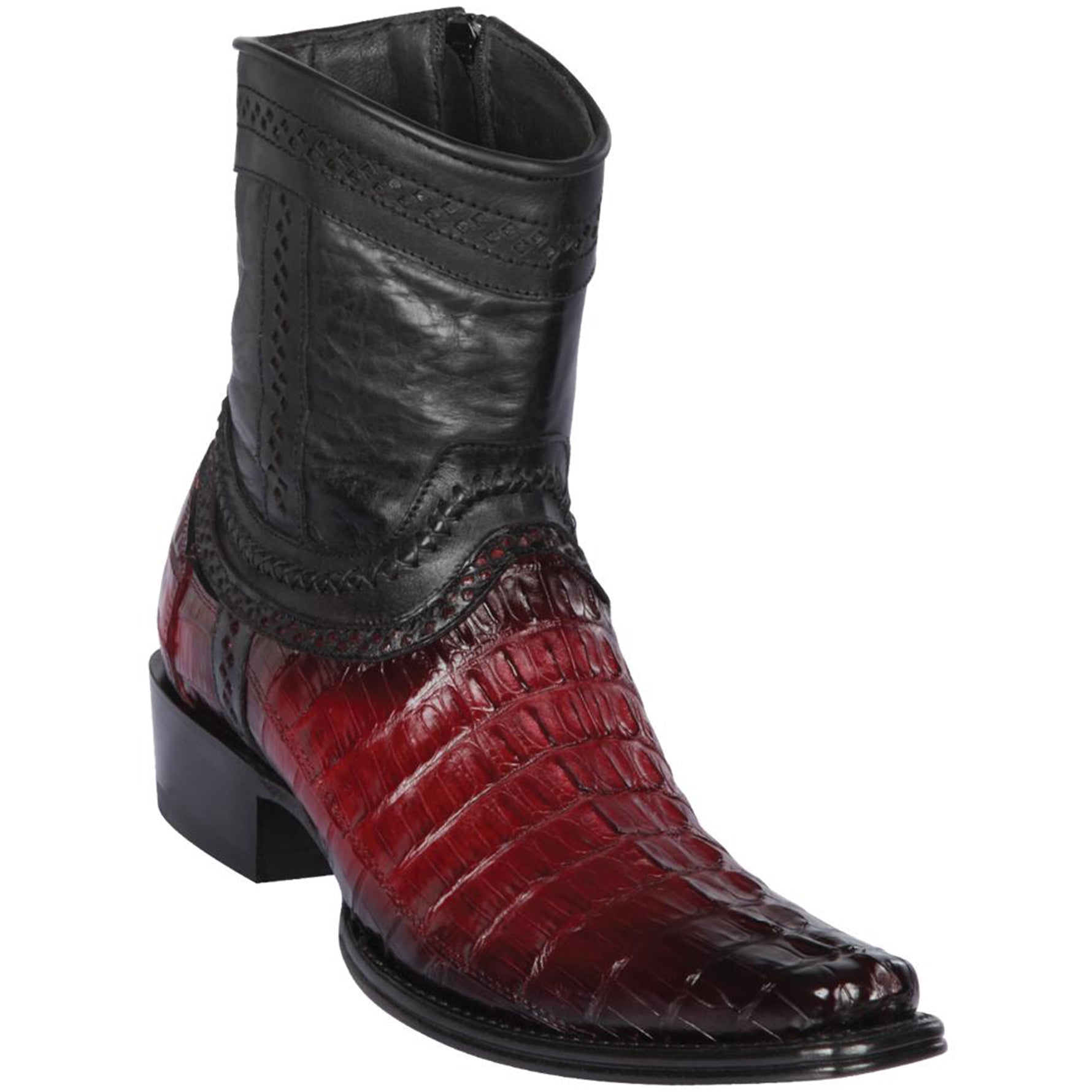 6 Caiman Tail Mens European Square Toe Boots Black