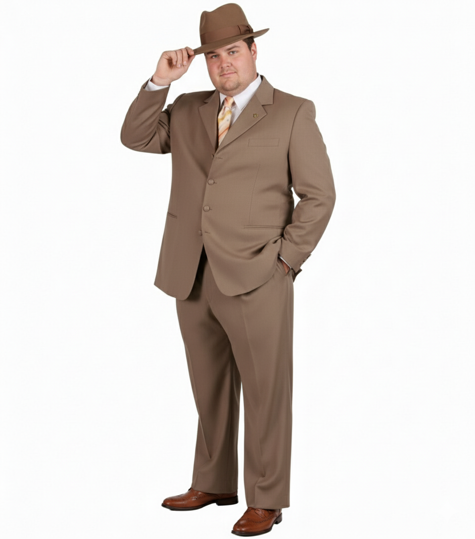 34 Men’s 1920s Tan Zoot Suit with Fedora Hat and Wingtip Shoes ...