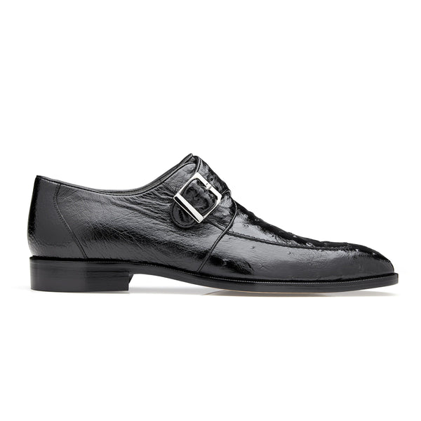 8 Mens Belvedere Josh Ostrich Quill Monk Strap Shoe in Brown