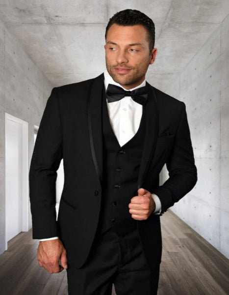 34 Mens Black 1 Button Tailored Fit Tuxedo