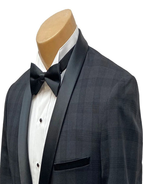 34 Mens Black Plaid Tuxedo Jacket Slim Fit Black with Grey Plaid ...