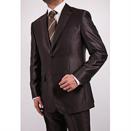 48 Men's Slim Fit Suit - Fitted Suit - Skinny Suit Men's Shiny Brown ...