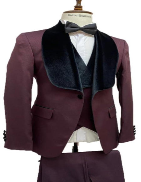 34 Burgundy Tuxedo - Maroon Burgundy Color - Mens Vested Designer Wide ...