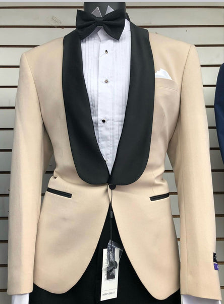 34 Mens Champagne Light Tan Tuxedo Jacket with Black Shawl Lapel ...
