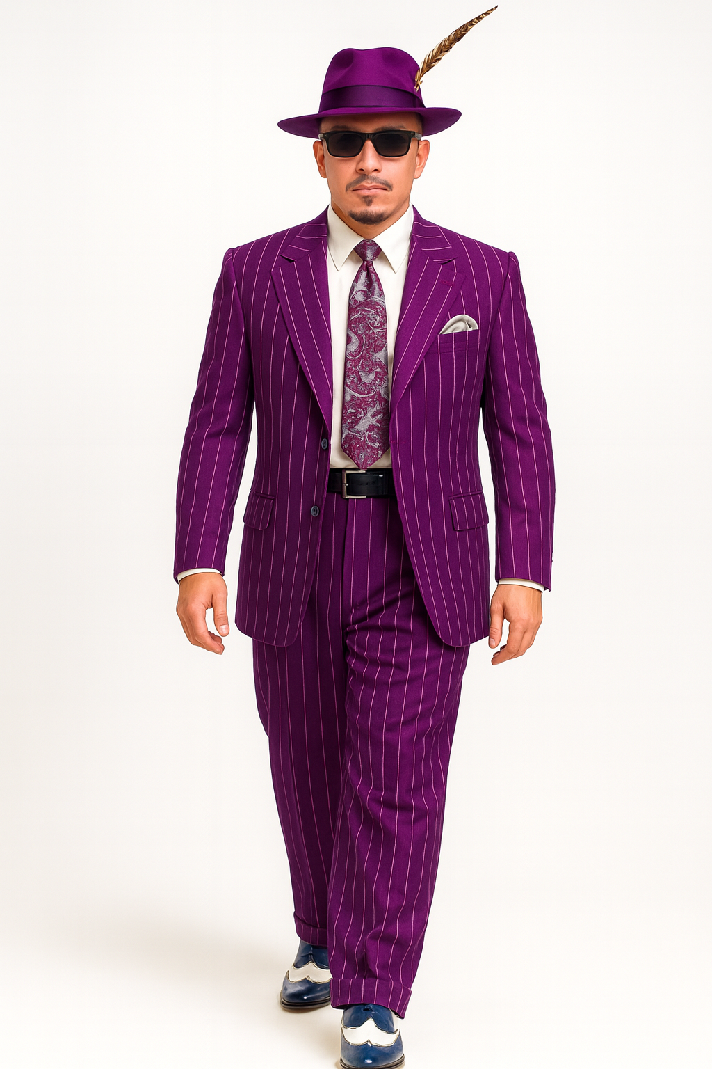 34 Purple Pinstripe Zoot Suit 3 Piece 1920s/1930s Gangster Outfit ...