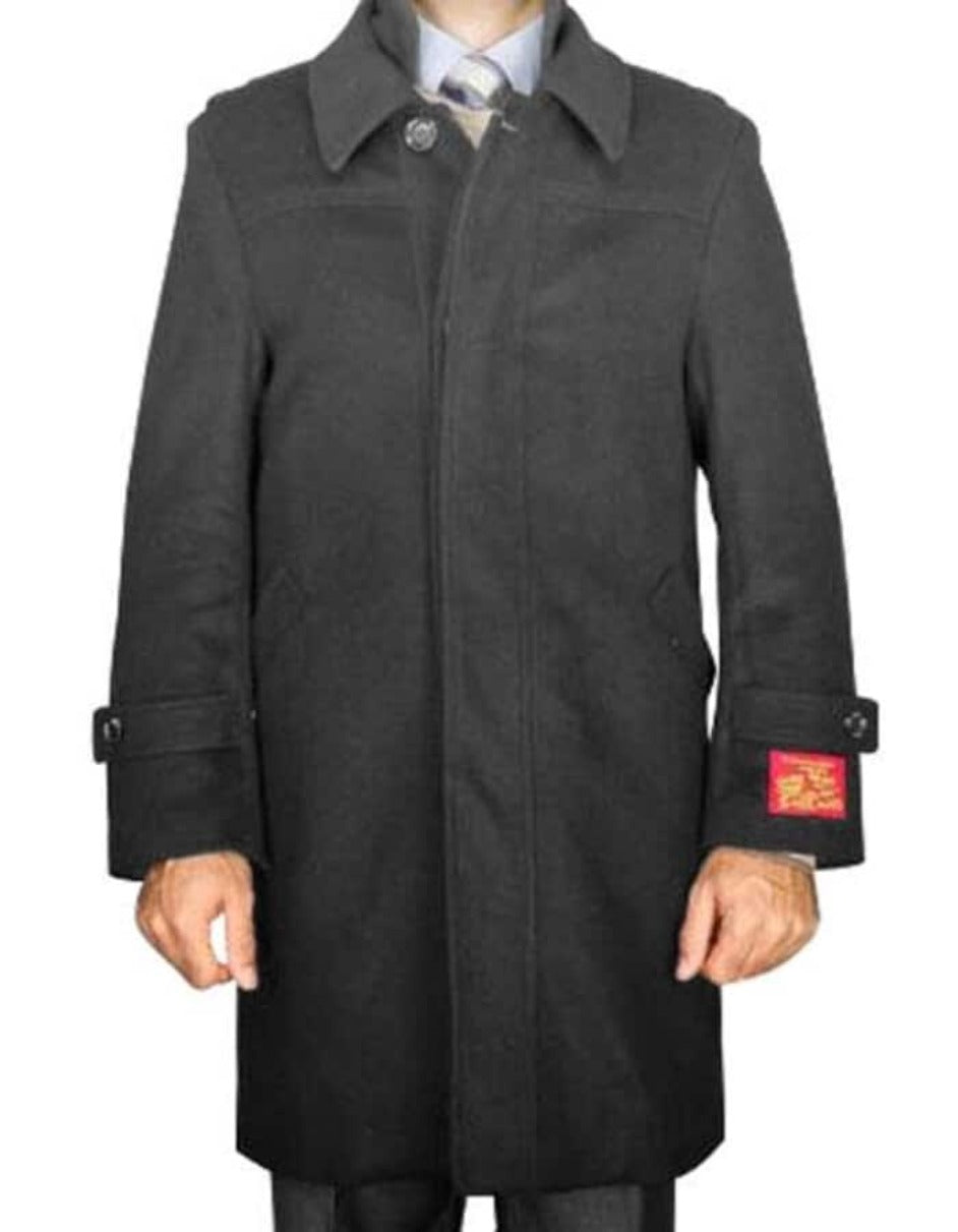 Coat Mens Overcoat - Topcoat For Men - Winter Fabric - Dark Grey Wool ...