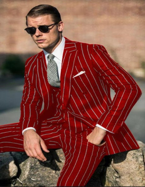34 Hot Red Pinstripe Suit - Gangster Suit - 1920's Suit