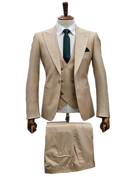 34 Giovanni Testi Suits With Double Breasted Vest - 3 Pieces Suit Tan ...
