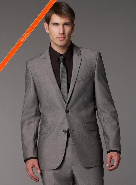 34 Men's 2 Button Modern Fit Suits Grey Tonic Pattern Cheap Priced ...