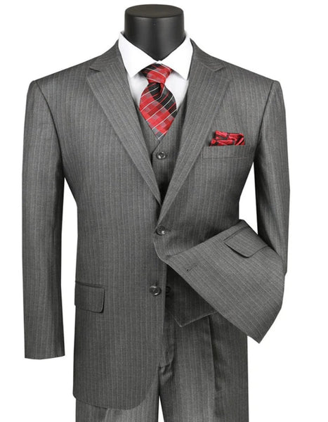 38 Pleated Dress Men Suits - Mens Classic Fit Vested Banker Pinstripe ...
