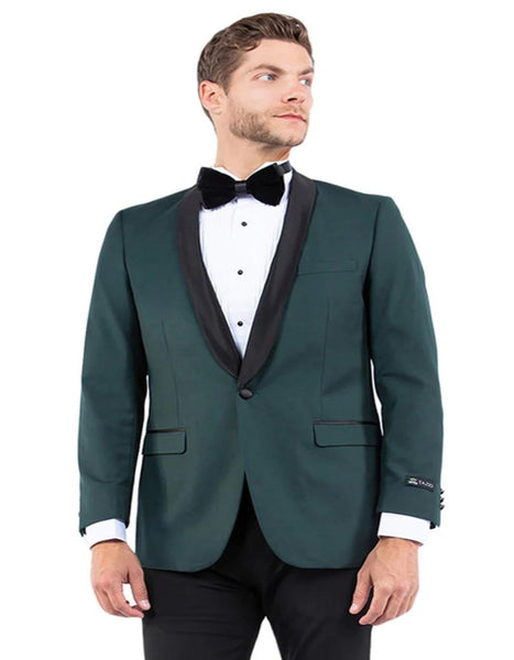 38 Mens One Button Shawl Lapel Hunter Green and Black Dinner Jacket