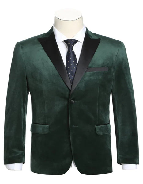 52 Mens Two Button Peak Lapel Velvet Prom Hunter Green Blazer Tuxedo ...