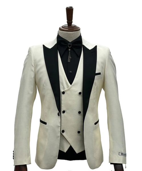 38 Ivory Tuxedo - Cream Wedding Suit - Off White Groom 1 Button Suit