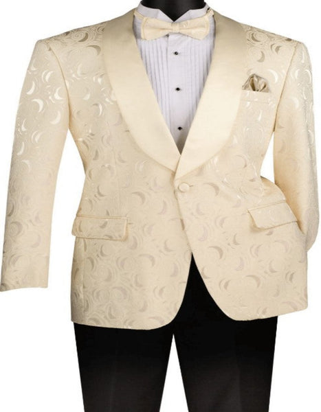 34 Ivory Tuxedo Dinner Jacket - Champagne Wedding Tuxedo With Bowtie