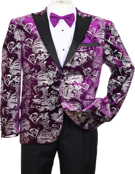 40 Purple Prom Suit - Purple Prom Outfit - Purple Paisley Foil Tuxedo