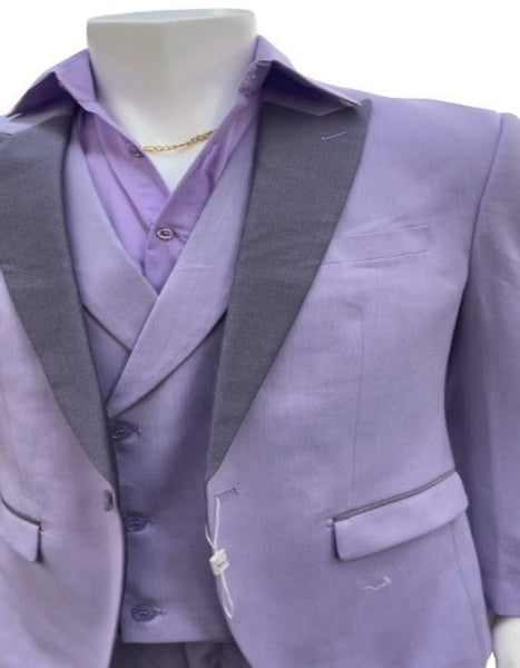 34 Mens Lavender Prom Tuxedo Suit - Vested Lilac Color Suit