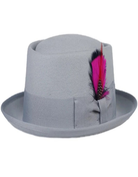 Light Grey Dress Hat 1920s Fedora Style - Men's Classic Wool Porkpie ...