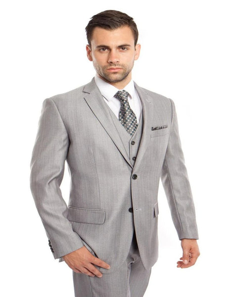 38 Light Grey Suit - Silver Gray Suit For Wedding - Men's Two Button ...