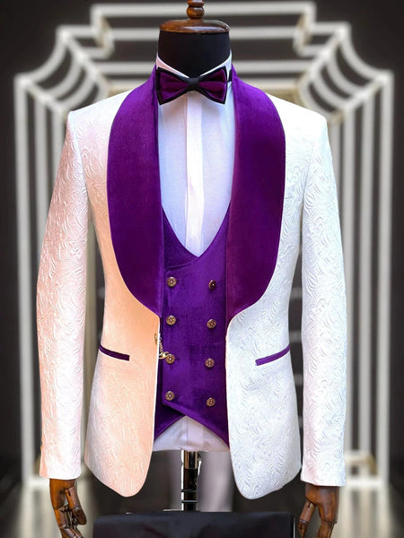 38 Purple Prom Suit - Purple Prom Outfit -Purple Premium Paisley Tuxedo