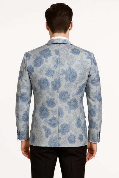 34 Men's Blue and Gray Tuxedo - Sky Blue Paisley Embroidered Dinner ...