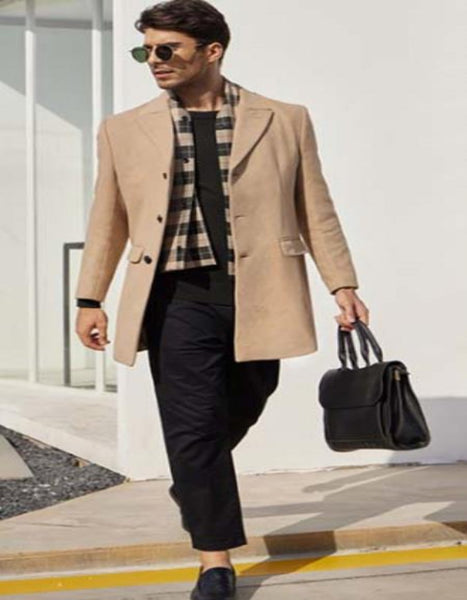 Coat Mens Overcoat Tan