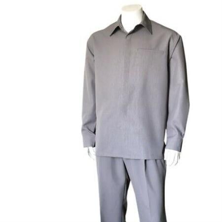 L Men's Plain Long Sleeve Casual Walking Ash Suit