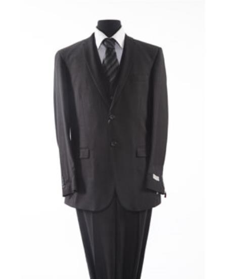 46 Men's Two Button 2 Piece Suit Black