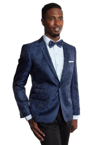 XXL Navy Blue Paisley Blazer