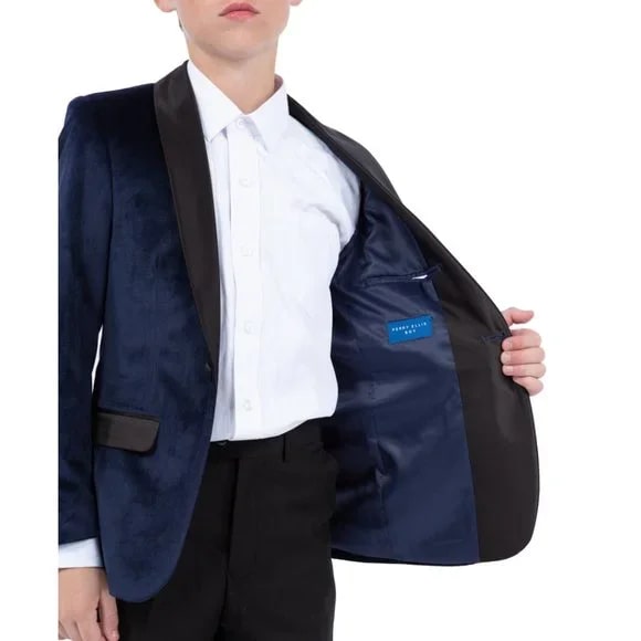 Boy Perry Ellis Boys Velvet Jacket, Navy