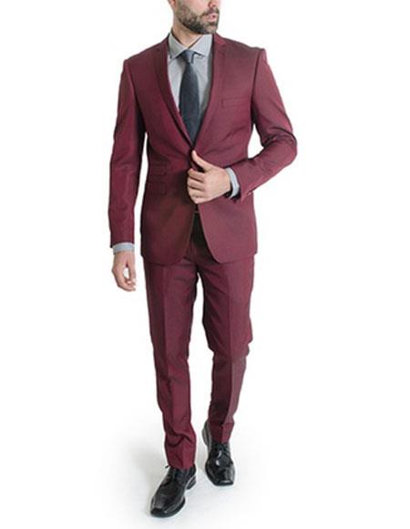 46 Men's Suit 1 Button Slim Fit Suits Burgundy ~ Wine ~ Maroon Suit ...