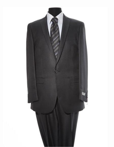 34 Men's Dark Grey Peak Lapel 1 Button Suit