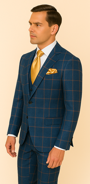 34R Rossi Man Max RM1840 ƒ?? Slim Fit 3-Piece Formal Suit for Men