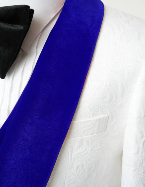 56 Blue Wedding Tuxedo - Men's Vested White Paisley Wedding & Prom ...