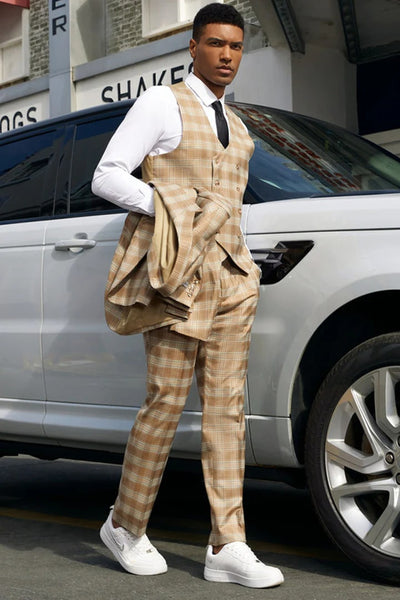 38 Tan Suits For Wedding - Tan Groomsmen Suits - Tan Hybrid Fit Tuxedo