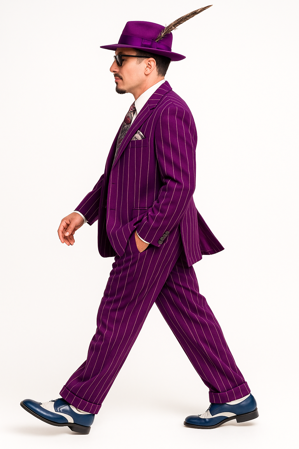 34 Purple Pinstripe Zoot Suit 3 Piece 1920s/1930s Gangster Outfit ...