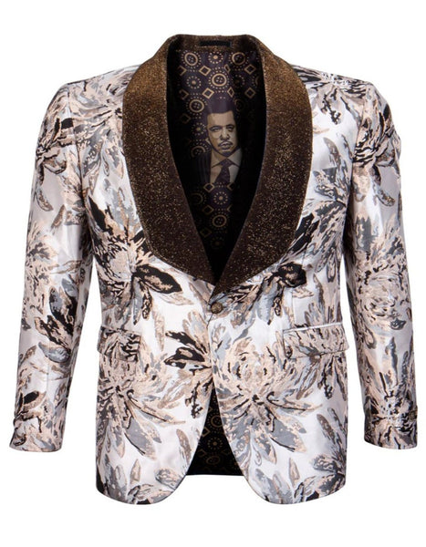 40 Mens Khaki Color Tuxedo - Mens Safari Print Velvet Glitter Tan Shawl ...