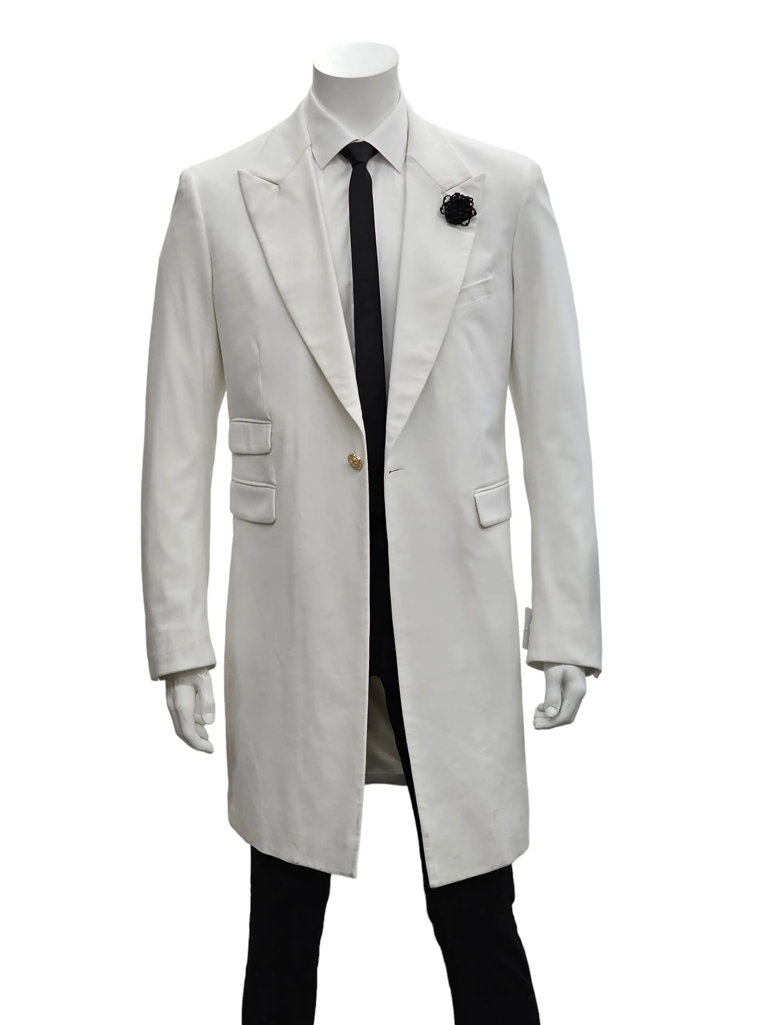 Coat Mens White Velvet Victorian Tailcoat Tuxedo – Three Quarter Length ...