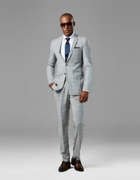 34 Men'S Light Gray Best Suit Plaid Suit