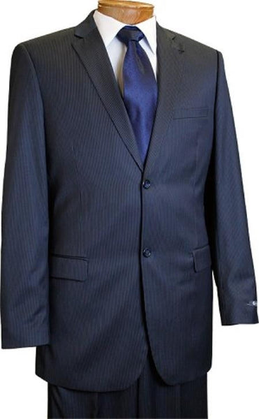 US Men's 2 Button Slim Cut Dark Navy Pinstripe Conservative Pattern ...