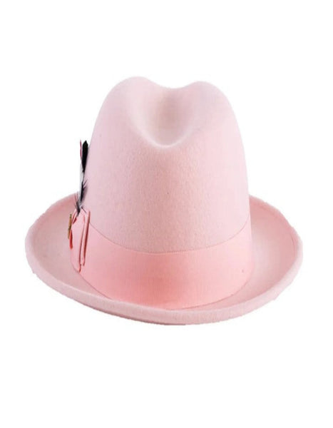 Pink Dress Hat 1920s Fedora Style - Mens Narrow Brim Crushable Wool ...