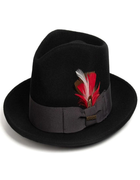 Black Dress Hat 1920s Fedora Style - Mens Classic Wool Fedora Dress Hat ...