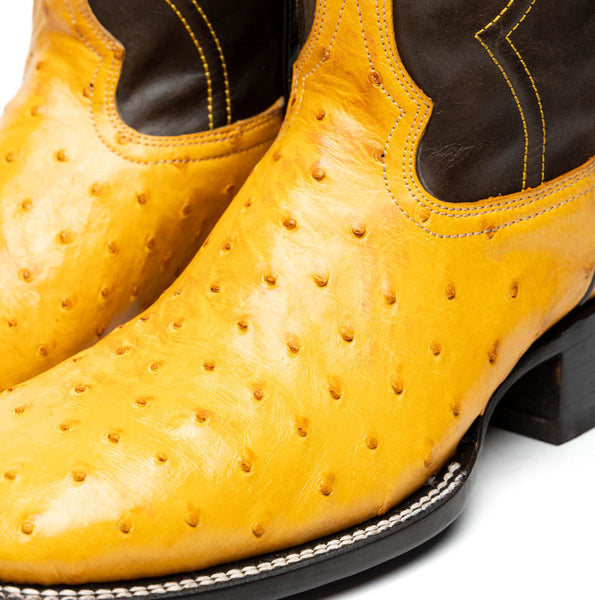 7 Marco Di Milano Alabama Buttercup Ostrich Quill Square Toe Cowboy Boots
