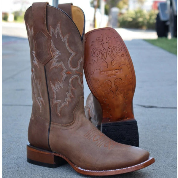 6 Botas de Cuero Crazy Original Horma Rodeo Cuadrada Color Miel