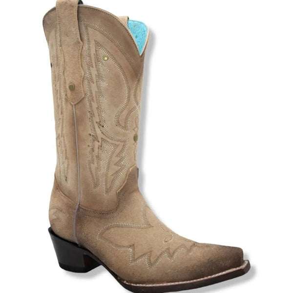 9.5 Botas de Gamuza Original para Mujer en Punta Recortada Arena