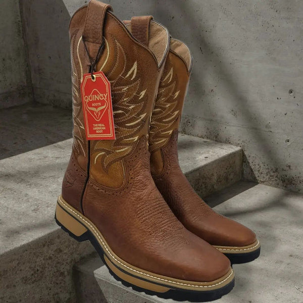 6 Botas de Trabajo Horma Rodeo Suela Doble Densidad Color Tan
