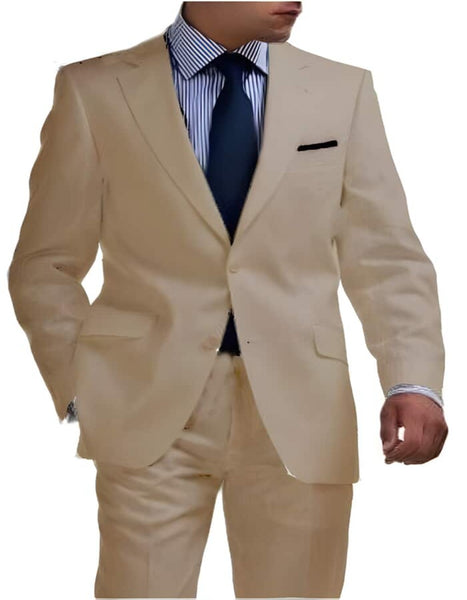 38 Linen Suit - Mens Summer Suits Tan 2 Button Color - Beach Wedding
